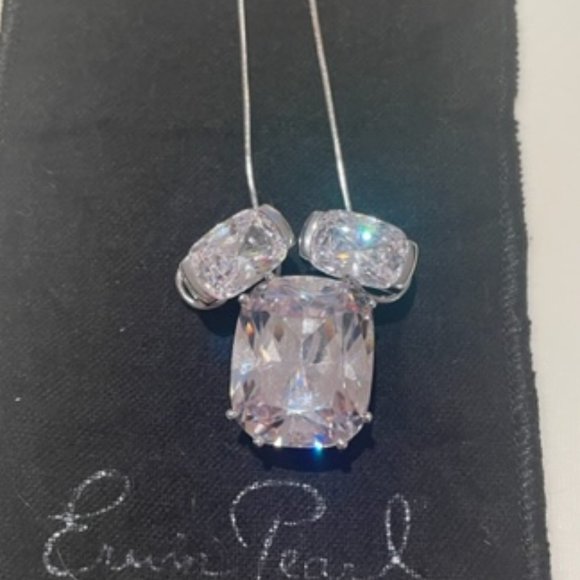 Erwin Pearl | Jewelry | Erwin Pearl Emerald Cut 7 Carat Cz Necklace And ...